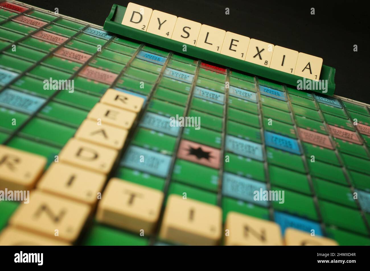 The words, 'dyslexia,' 'reading' and 'writing' are spelled out using ...