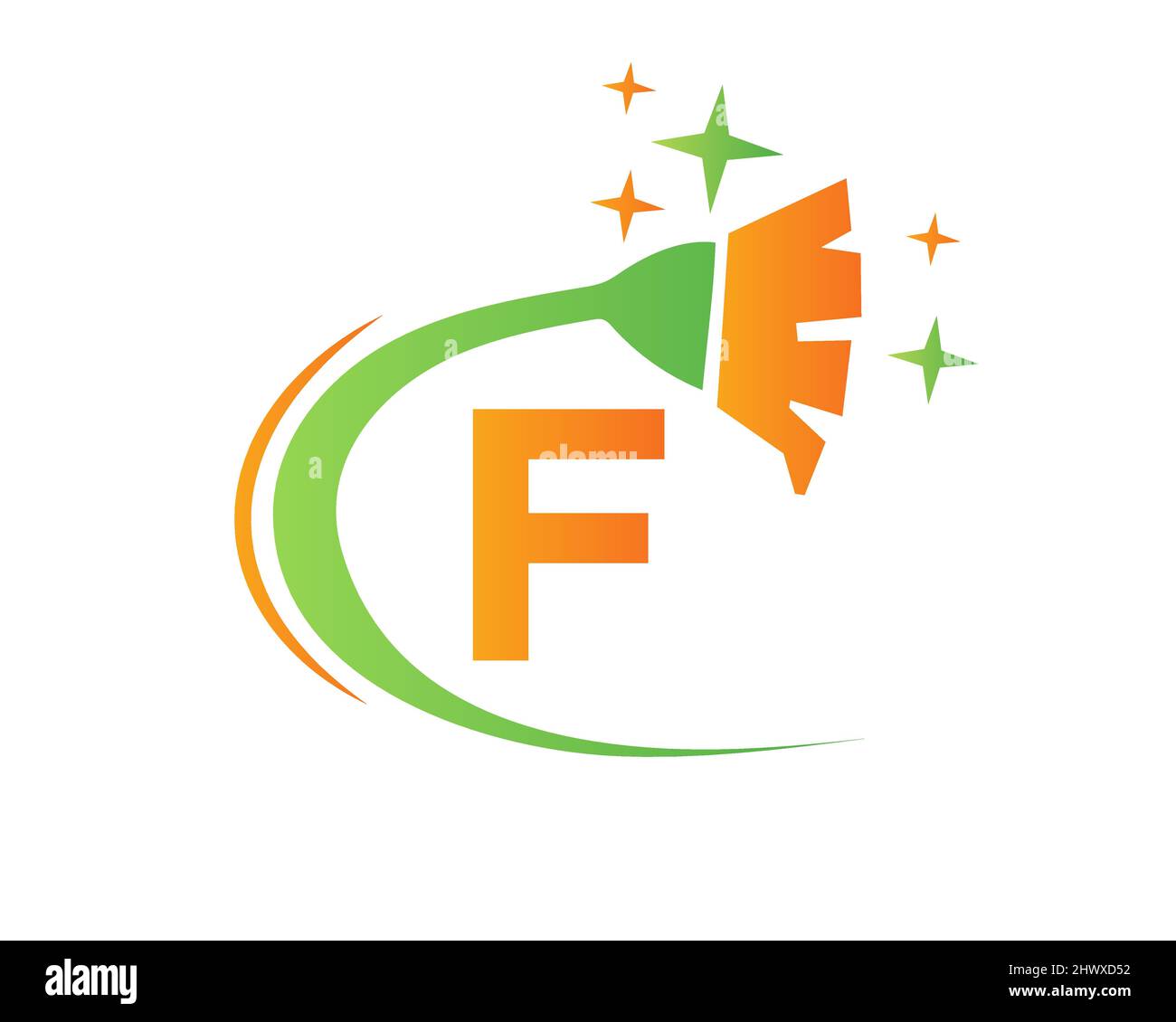 Cleaning logo with F letter concept. House clean and Broom logo. F ...