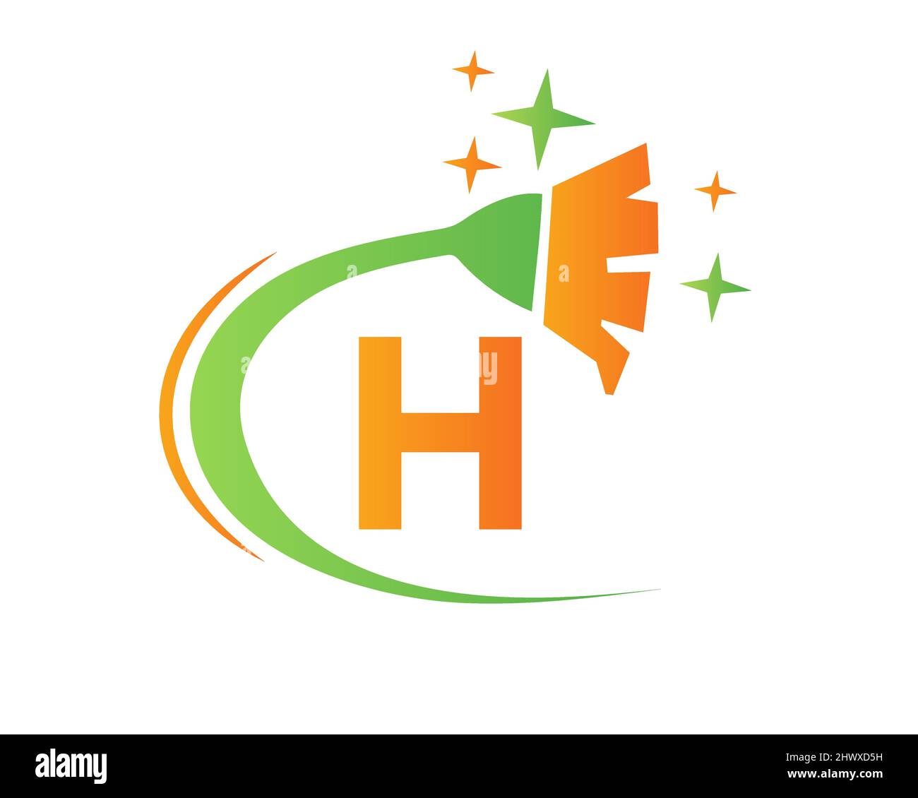 Cleaning logo with H letter concept. House clean and Broom logo. H ...