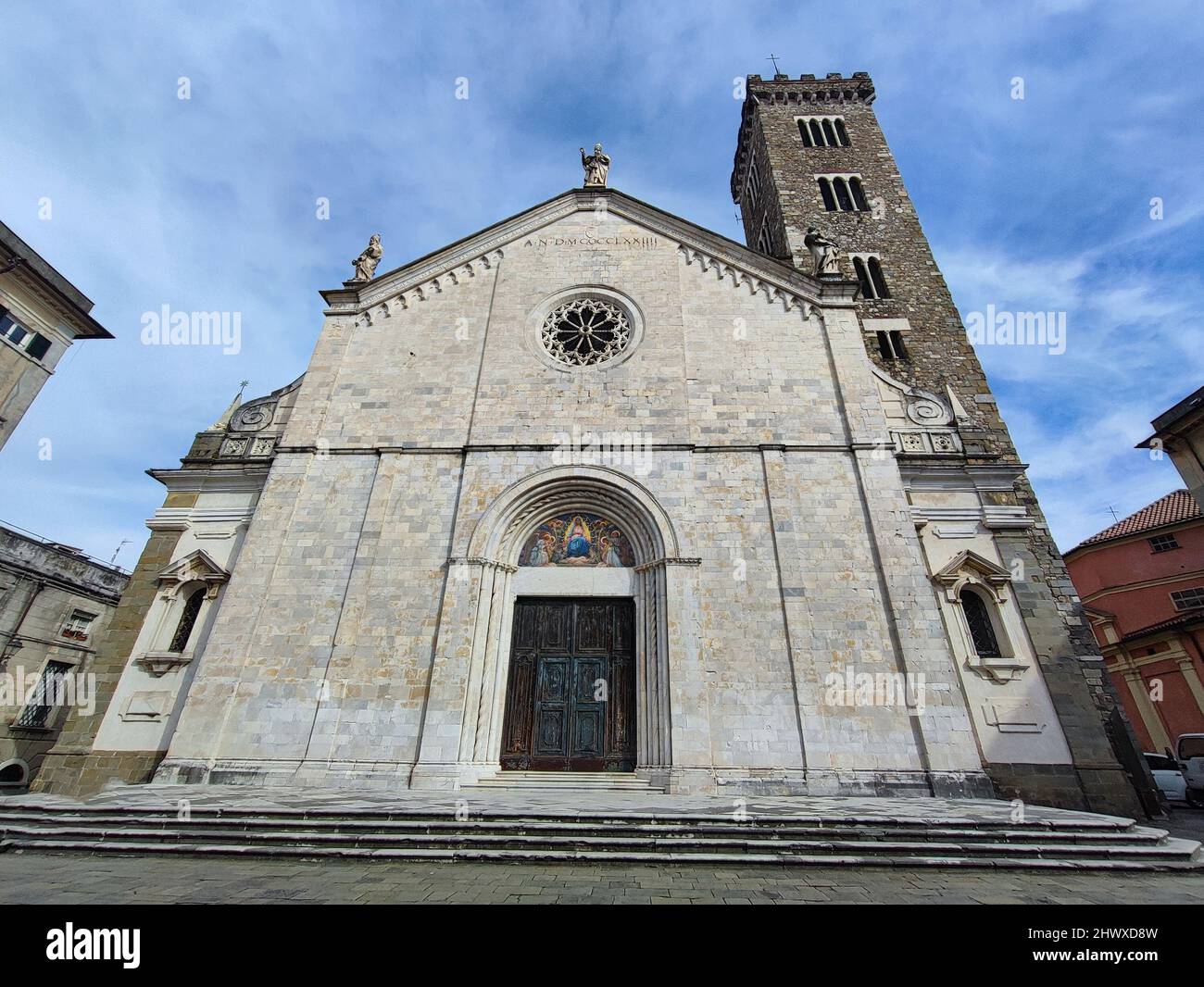 Sarzana italy pictoresque village church building view Stock Photo - Alamy