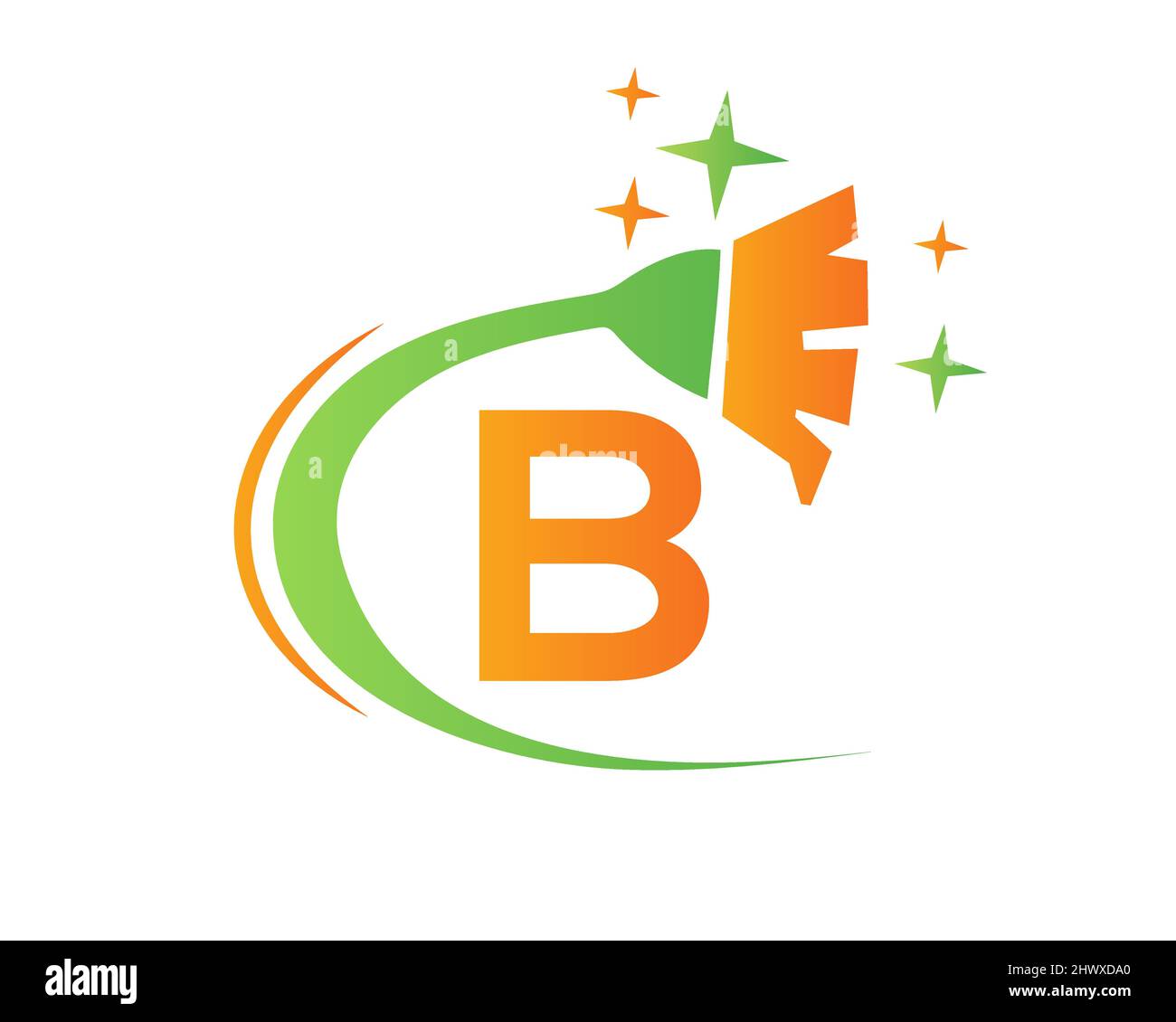 Cleaning logo with B letter concept. House clean and Broom logo. B ...