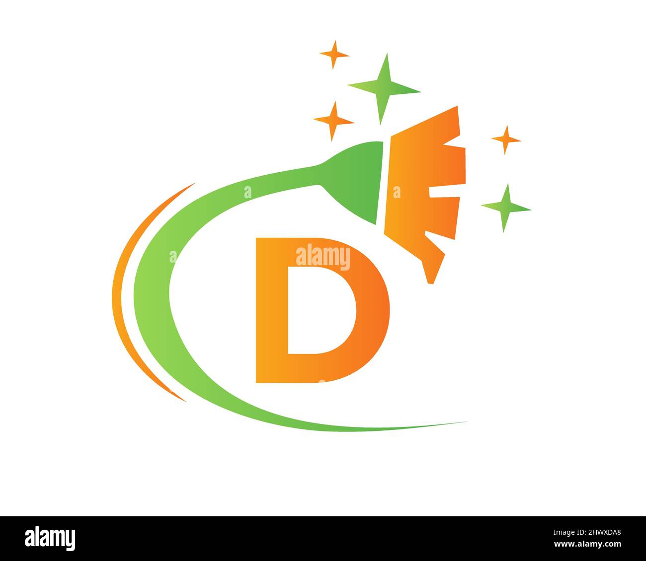 Cleaning logo with D letter concept. House clean and Broom logo. D ...