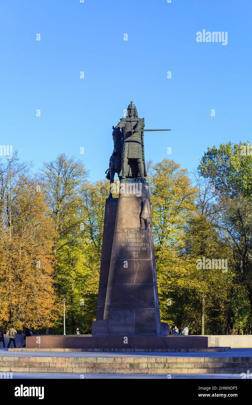 Statue of state founder, medieval knight warrior Grand Duke Gediminas ...