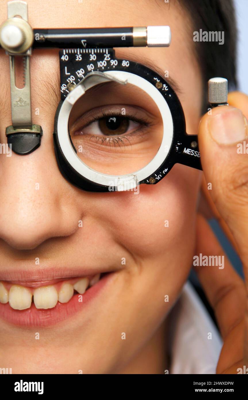 A trial frame is used to find the best lens for a patient with a ...