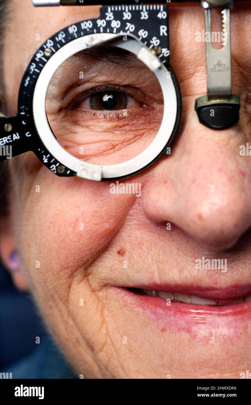 A trial frame is used to find the best lens for a patient with a ...