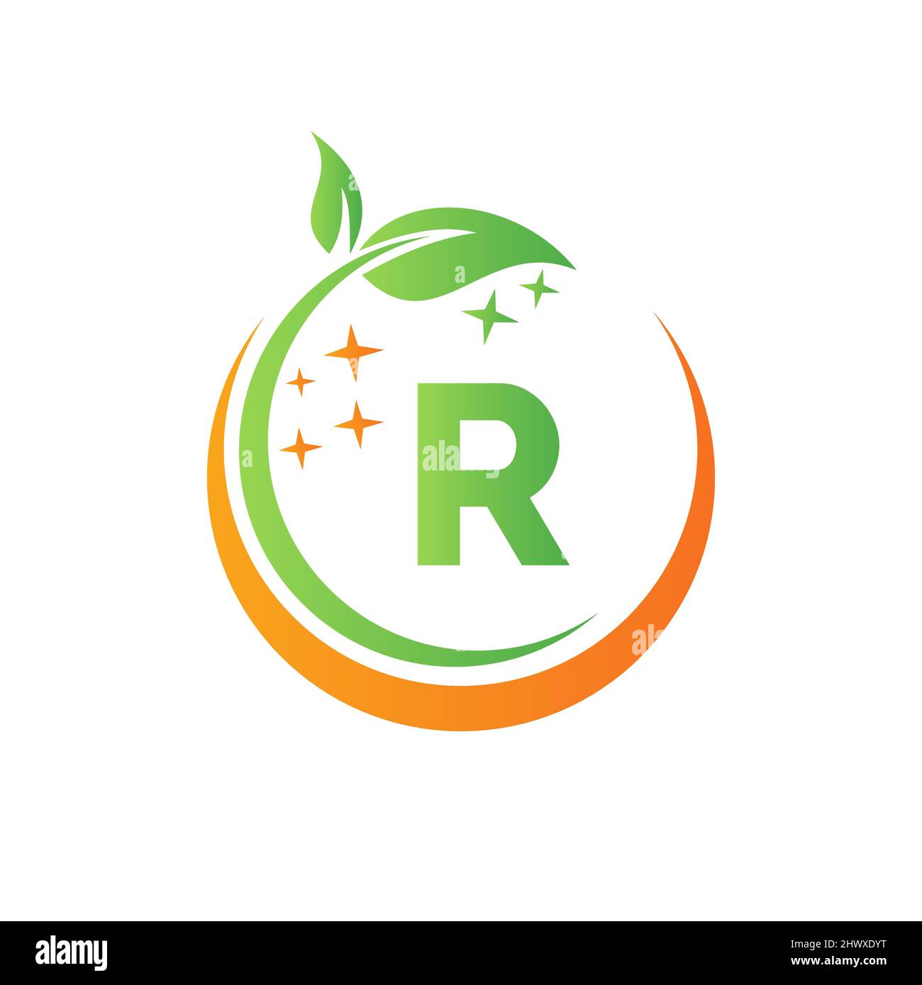 House Cleaning Logo On Letter R With Water Spa And Leaf Concept. Maid ...