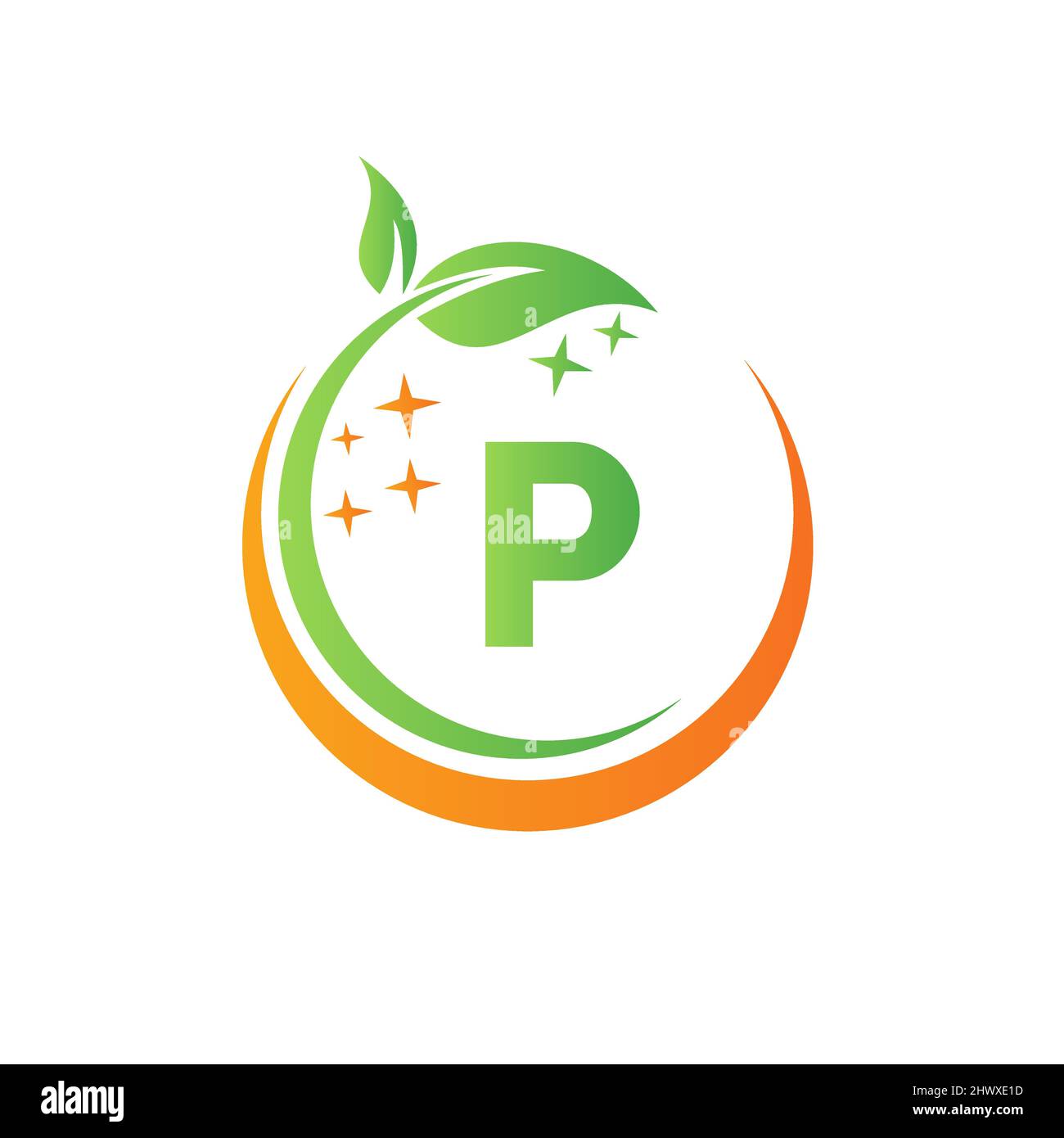 House Cleaning Logo On Letter P With Water Spa And Leaf Concept. Maid ...