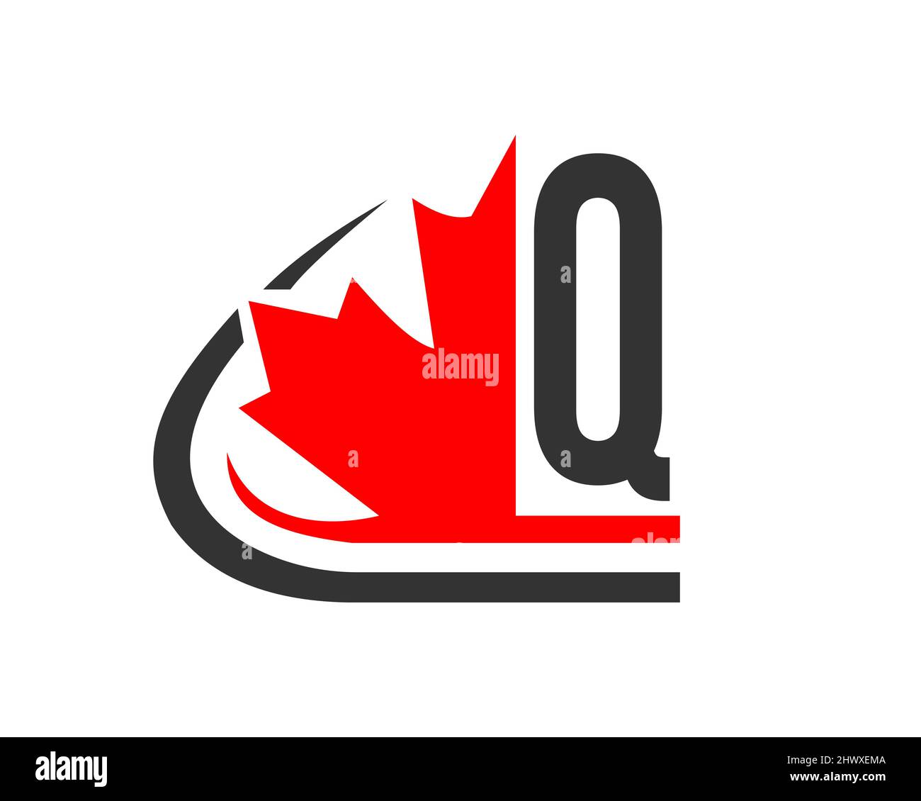 Canadian Red Maple leaf with Q letter Concept. Q letter Maple leaf logo ...