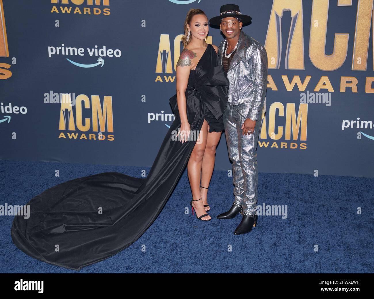 Alexis Gale and Jimmie Allen arrive at the 57th Academy of Country ...