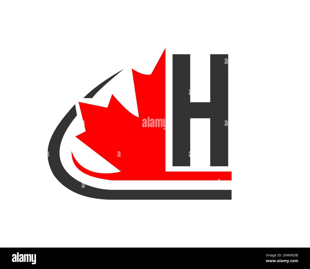 Canadian Red Maple leaf with H letter Concept. H letter Maple leaf logo ...