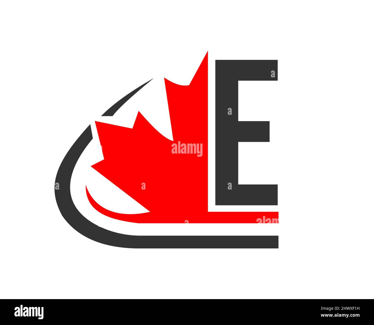 Canadian Red Maple leaf with E letter Concept. E letter Maple leaf logo ...