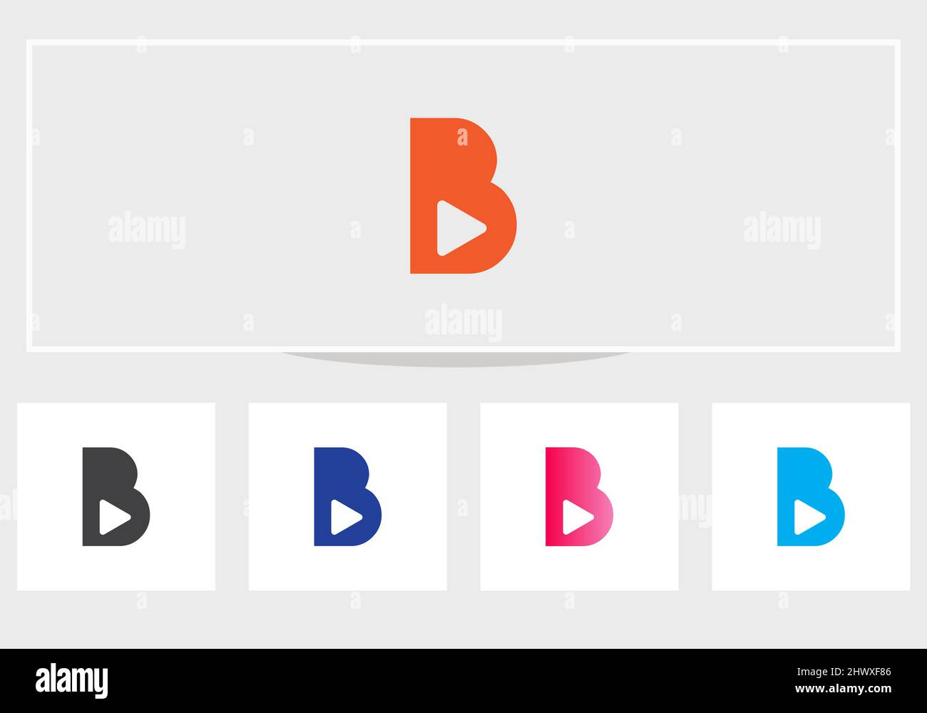 Initial Letter B Logo with Play Icon. B with Play logo design vector ...