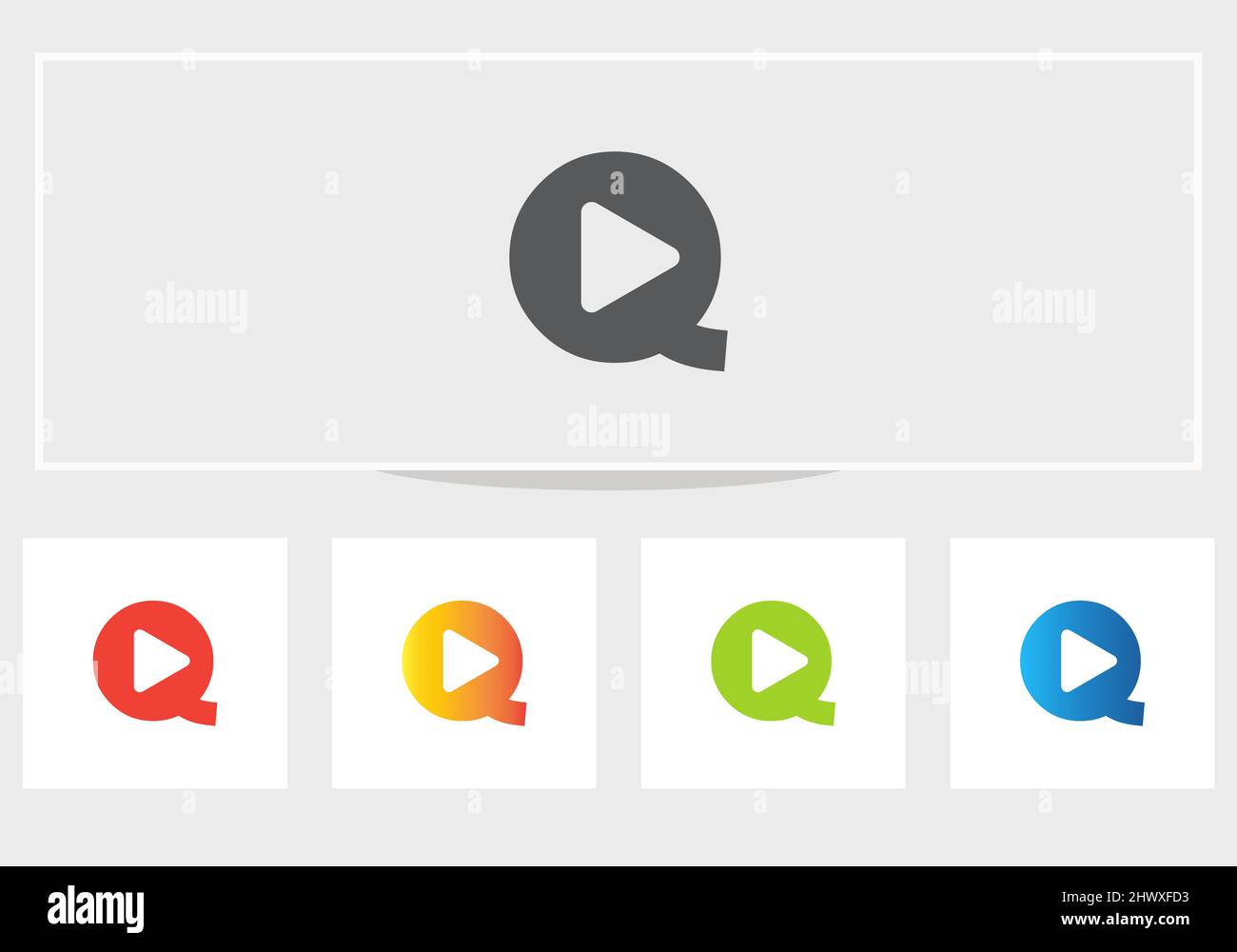 Initial Letter Q Logo with Play Icon. Q with Play logo design vector ...