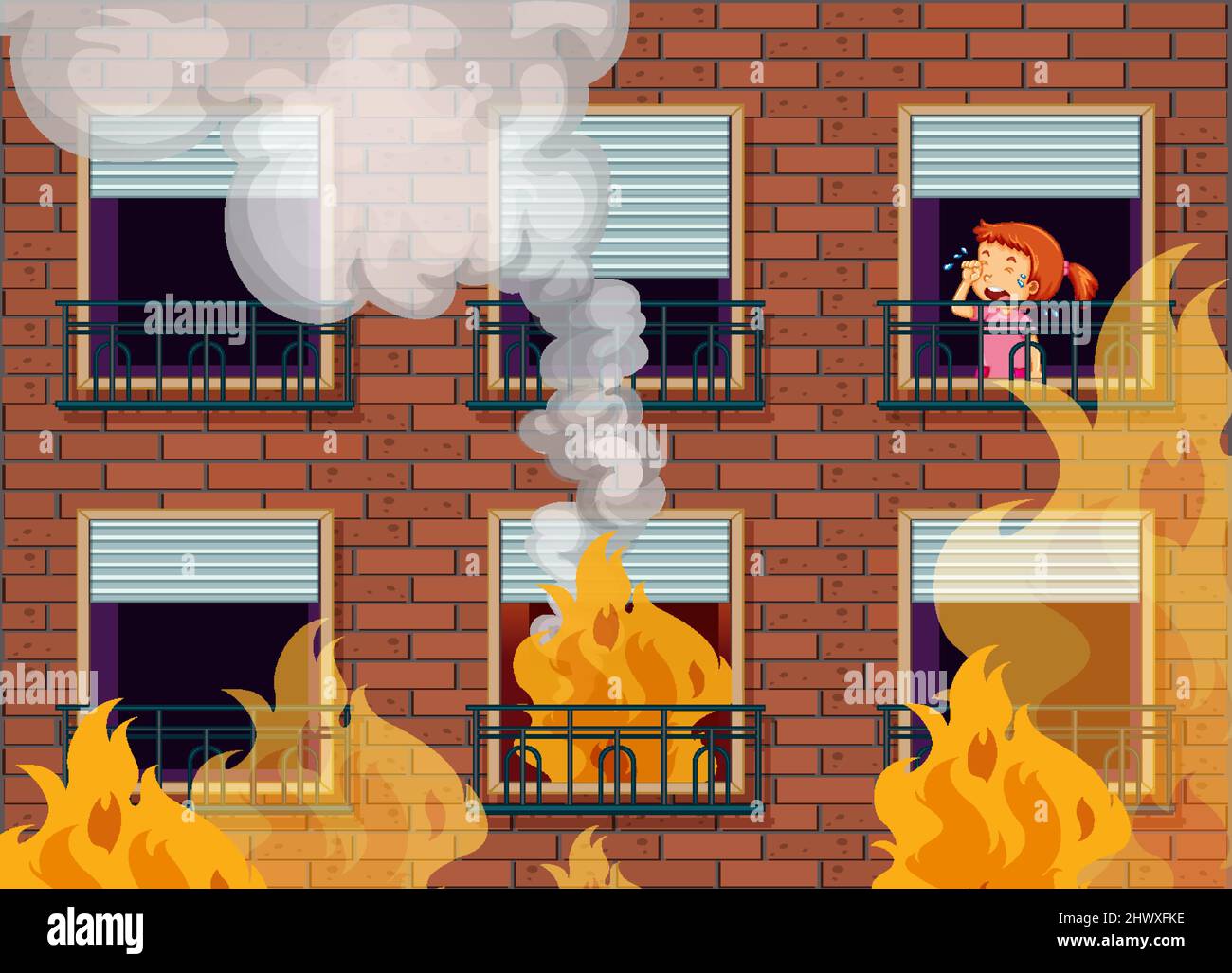 Apartment windows with neighbors cartoon character illustration Stock ...