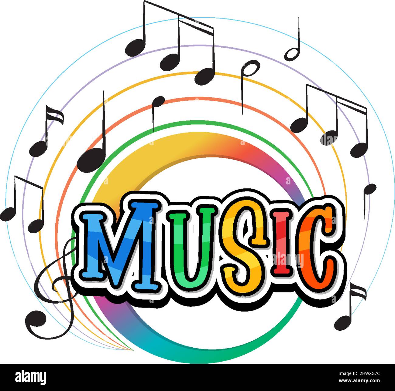 Font design for word music with music notes on white background ...