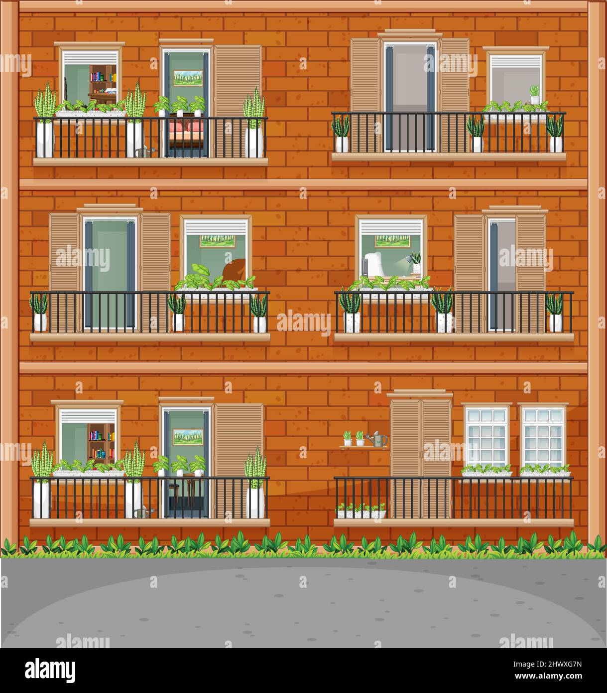 Apartment building with windows illustration Stock Vector Image & Art ...