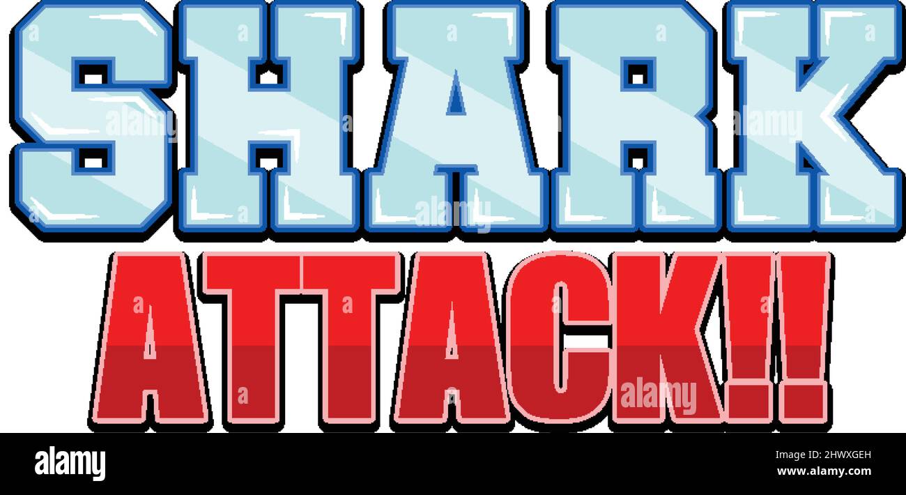 Shark attack Text design on white background illustration Stock Vector ...