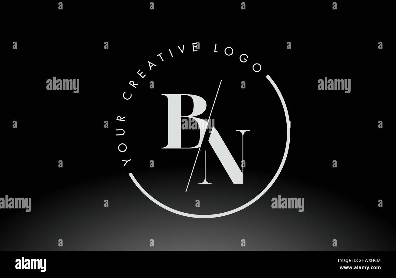 White BN Letter Logo Design with Creative Intersected and Cutted Serif ...