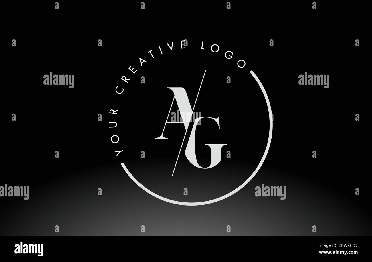 White AG Letter Logo Design with Creative Intersected and Cutted Serif ...