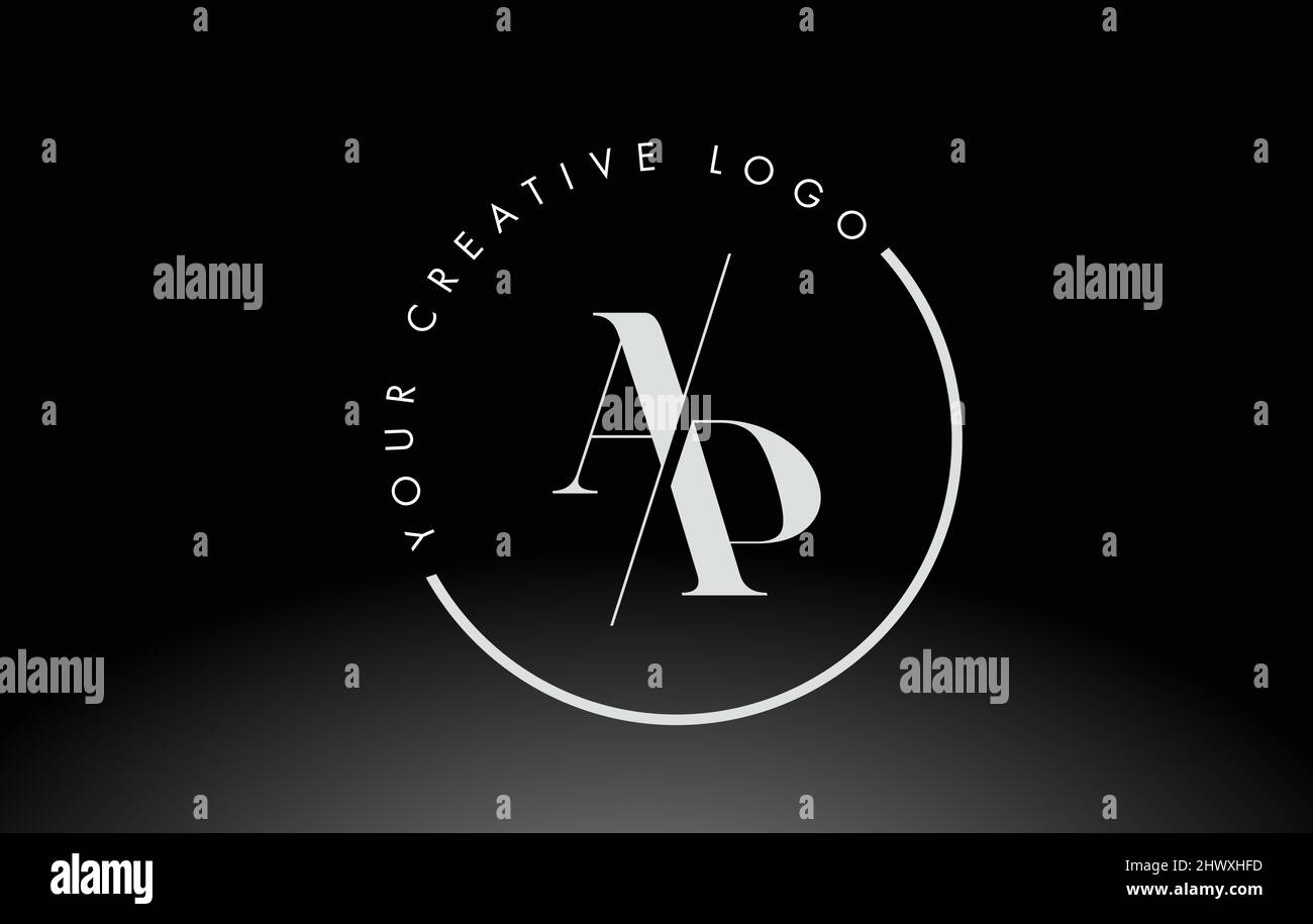 White AP Letter Logo Design with Creative Intersected and Cutted Serif ...