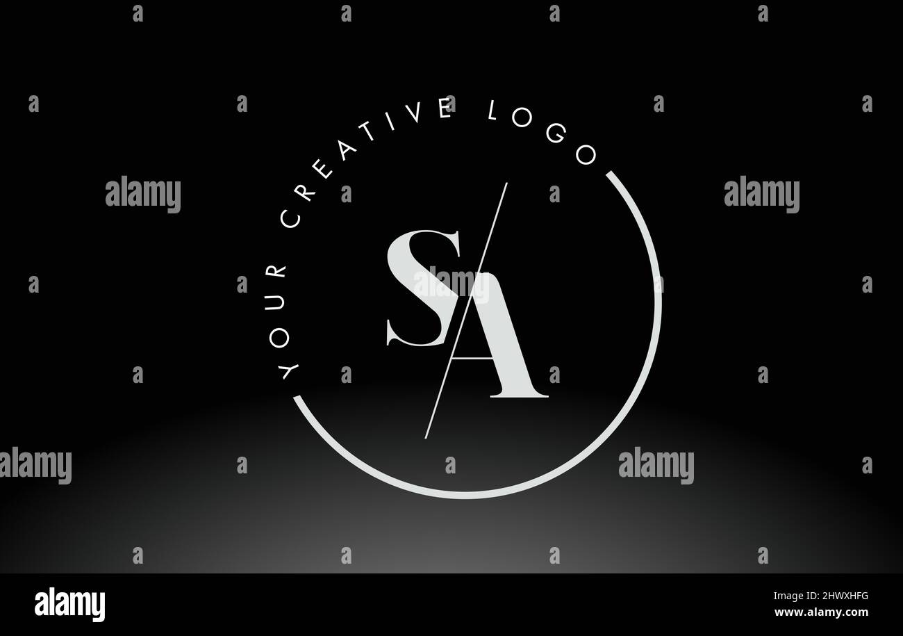 White SA Letter Logo Design with Creative Intersected and Cutted Serif ...