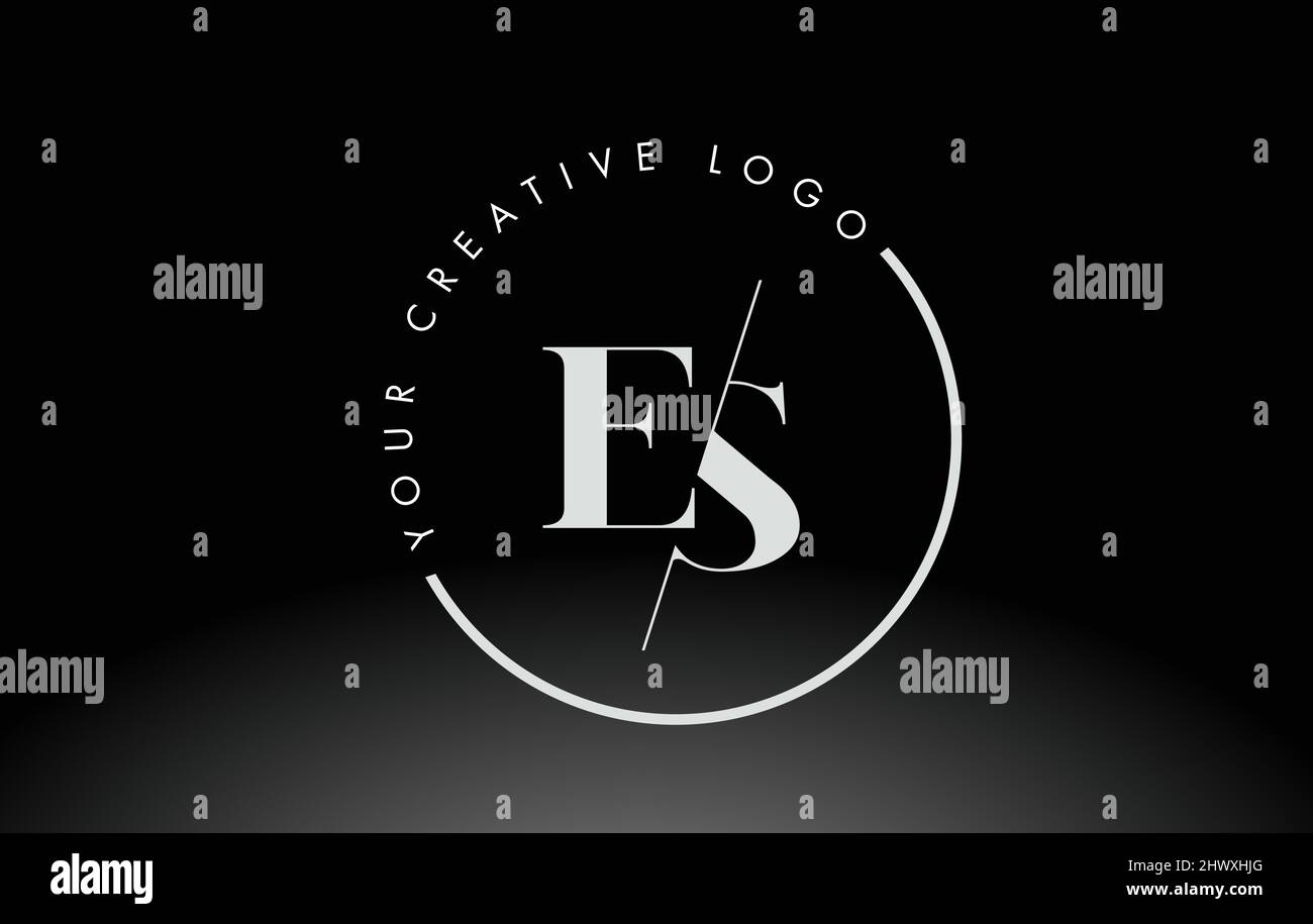White ES Letter Logo Design with Creative Intersected and Cutted Serif ...