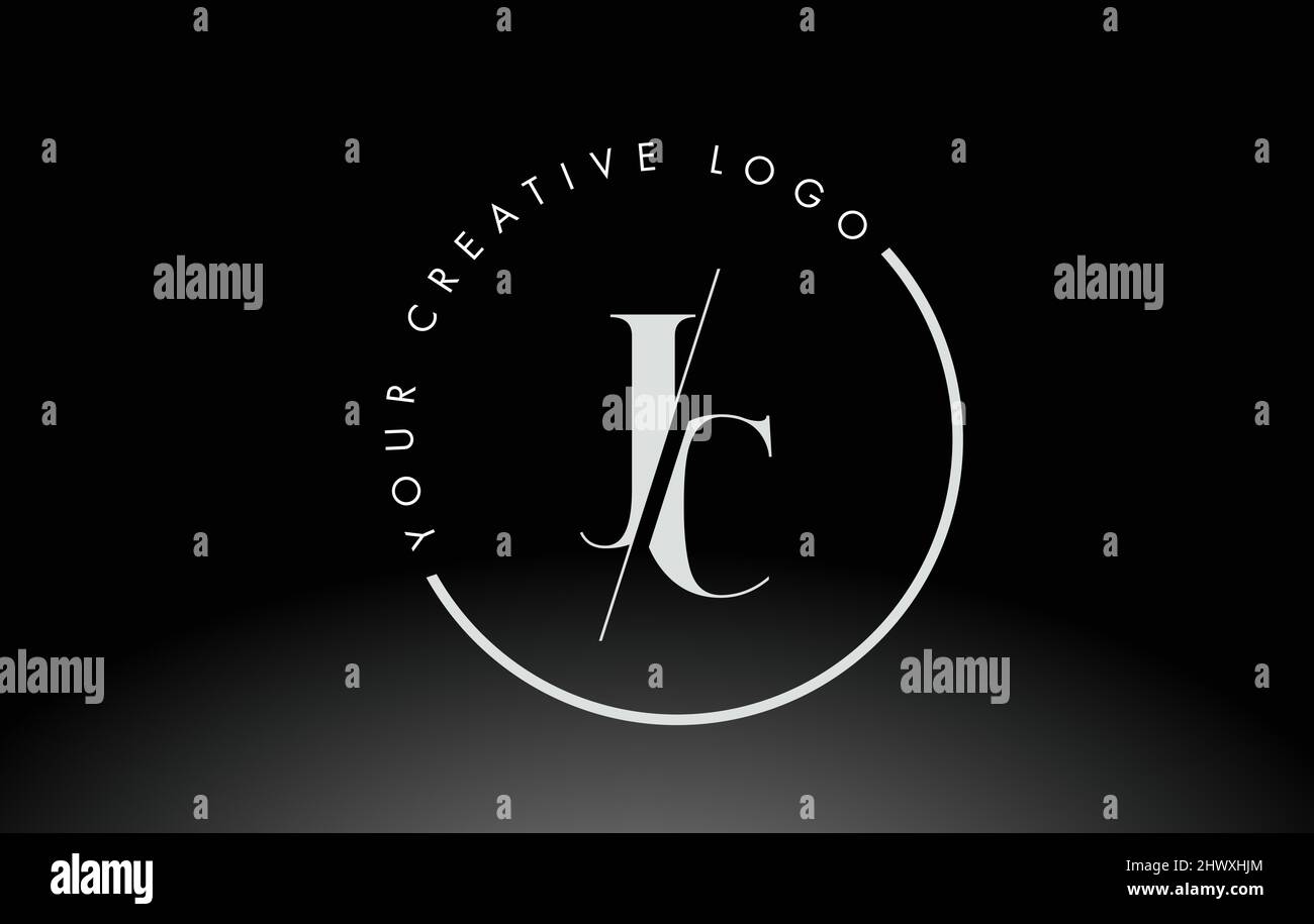White JC Letter Logo Design with Creative Intersected and Cutted Serif ...