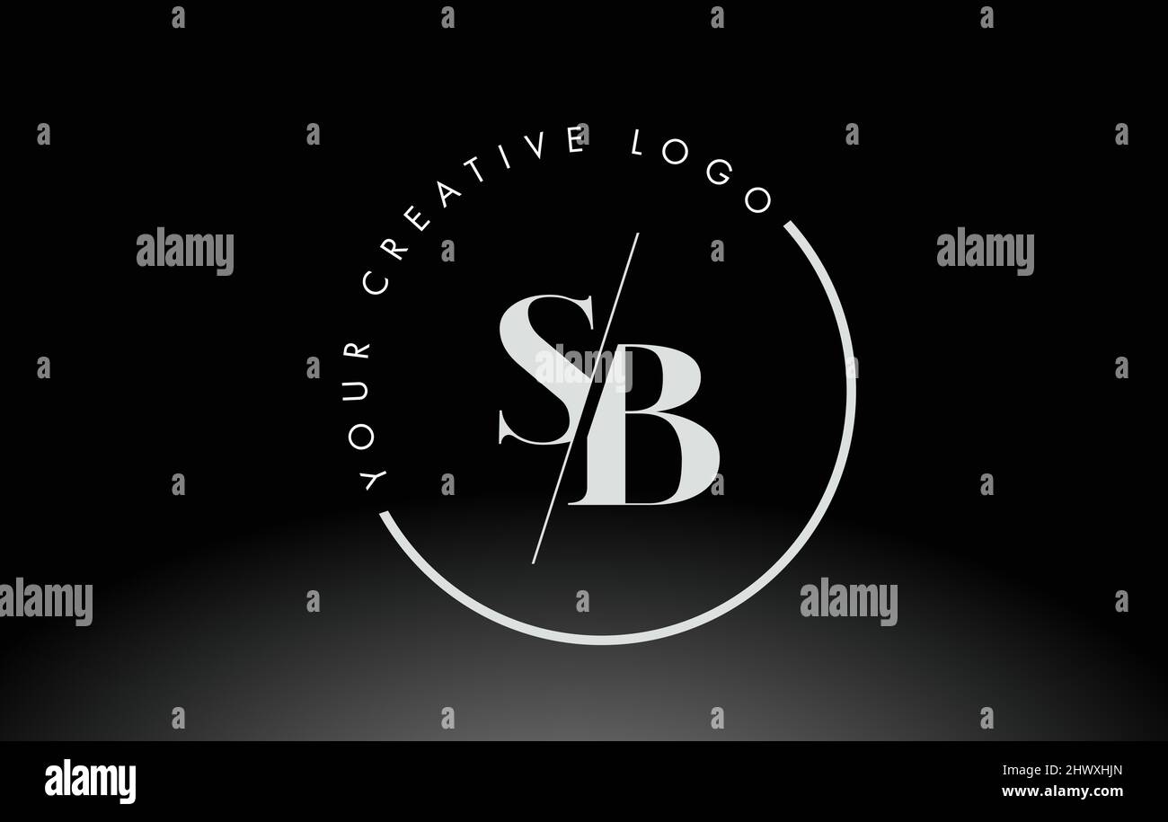 White SB Letter Logo Design with Creative Intersected and Cutted Serif ...