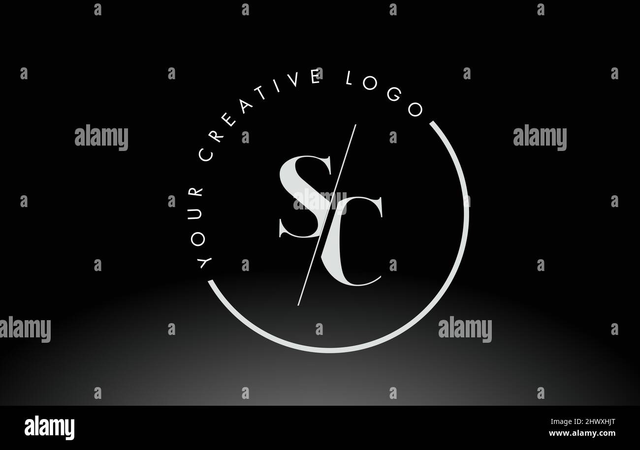 White SC Letter Logo Design with Creative Intersected and Cutted Serif ...