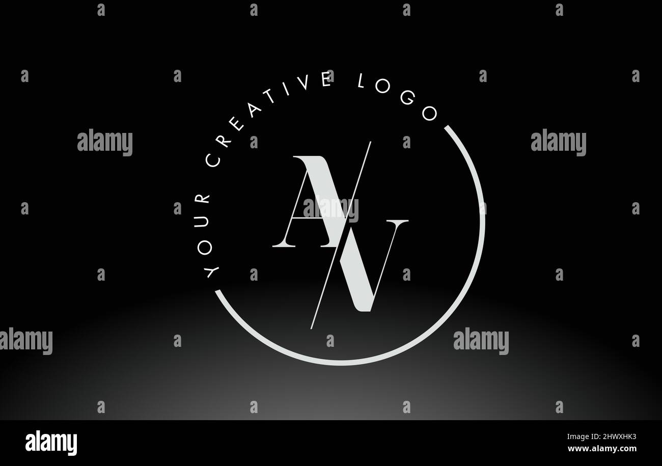 White AV Letter Logo Design with Creative Intersected and Cutted Serif ...