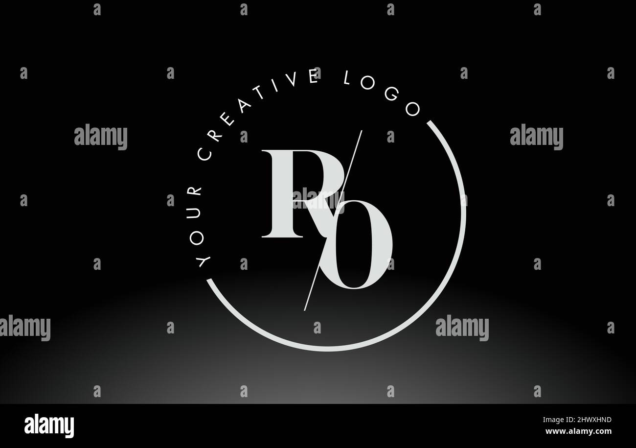 White RO Letter Logo Design with Creative Intersected and Cutted Serif ...