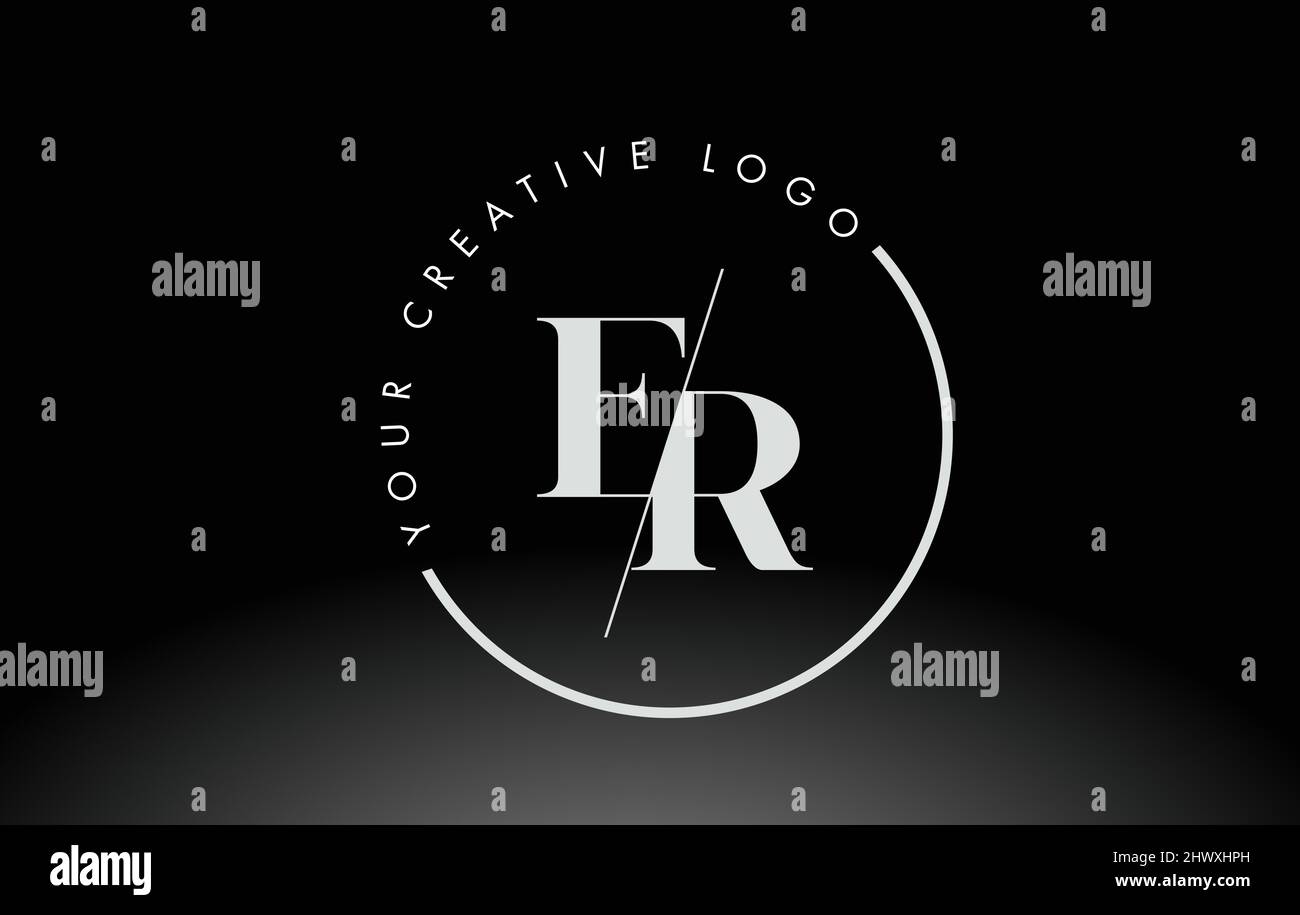 White ER Letter Logo Design with Creative Intersected and Cutted Serif ...