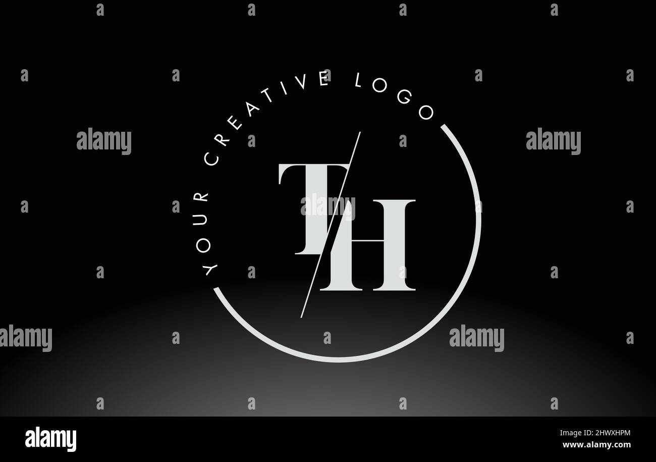 White TH Letter Logo Design with Creative Intersected and Cutted Serif ...