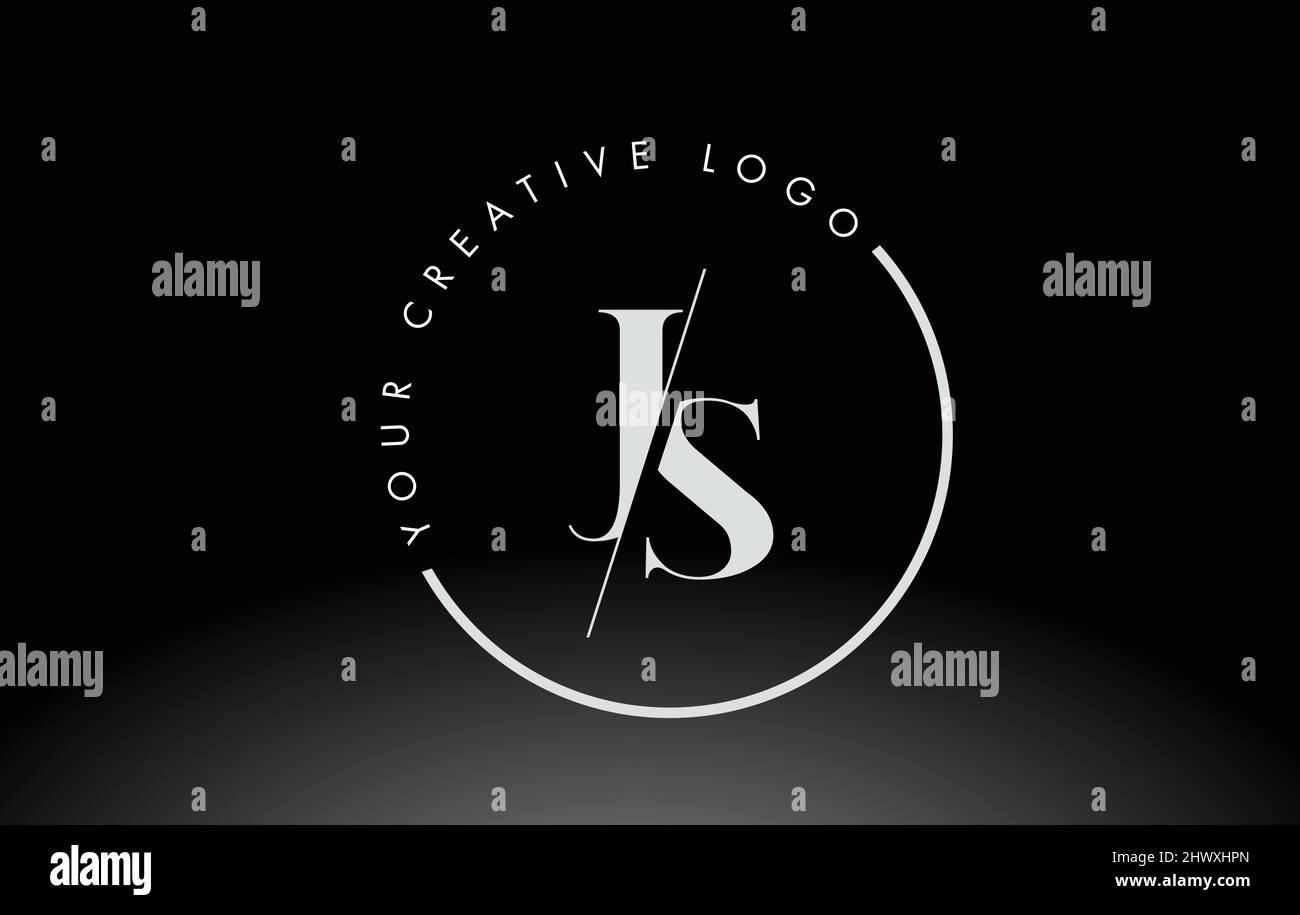 White JS Letter Logo Design with Creative Intersected and Cutted Serif ...