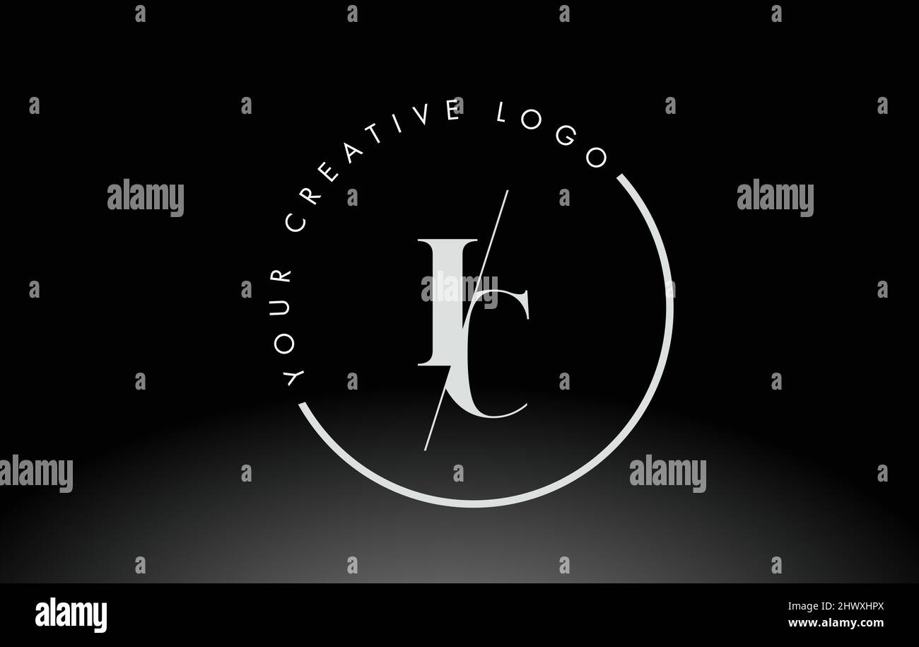 White IC Letter Logo Design with Creative Intersected and Cutted Serif ...