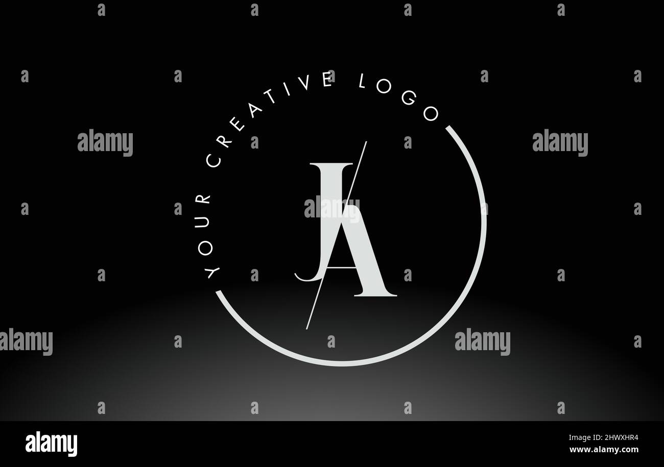 White JA Letter Logo Design with Creative Intersected and Cutted Serif ...