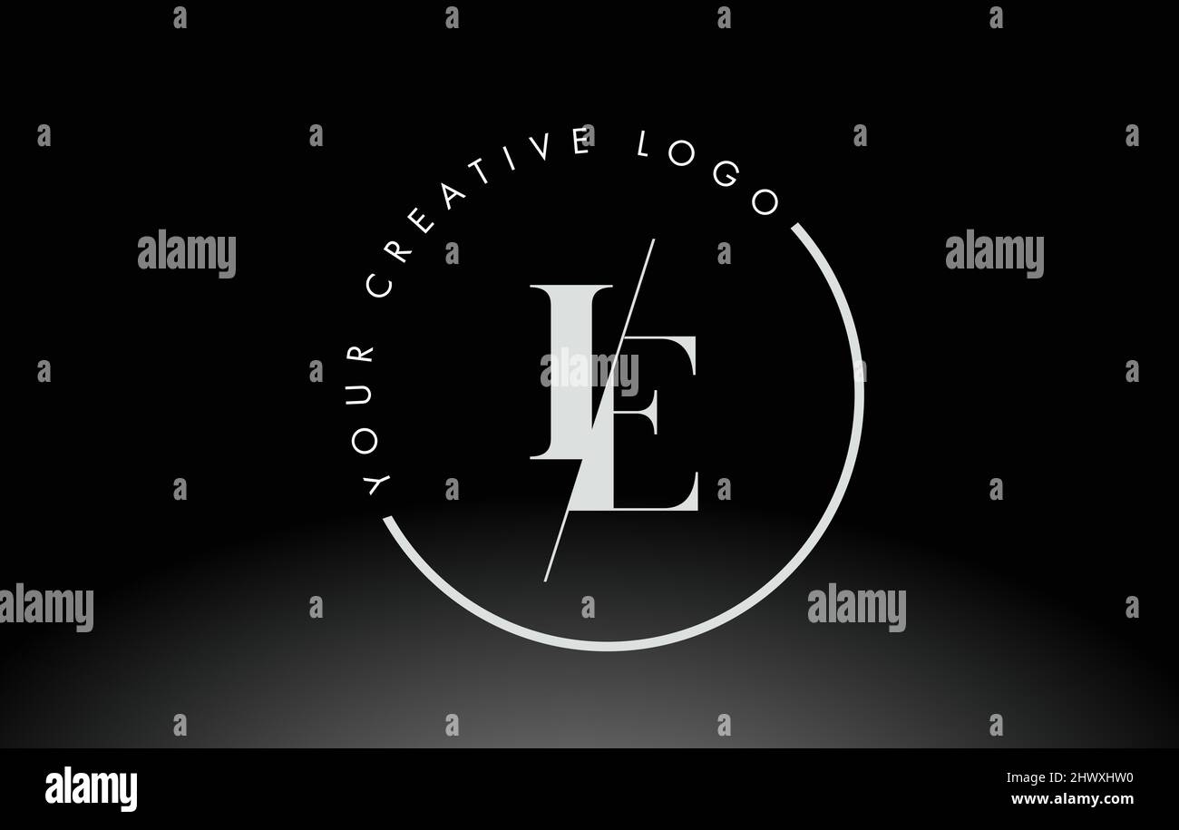 White IE Letter Logo Design with Creative Intersected and Cutted Serif Font Stock Vector Image ...