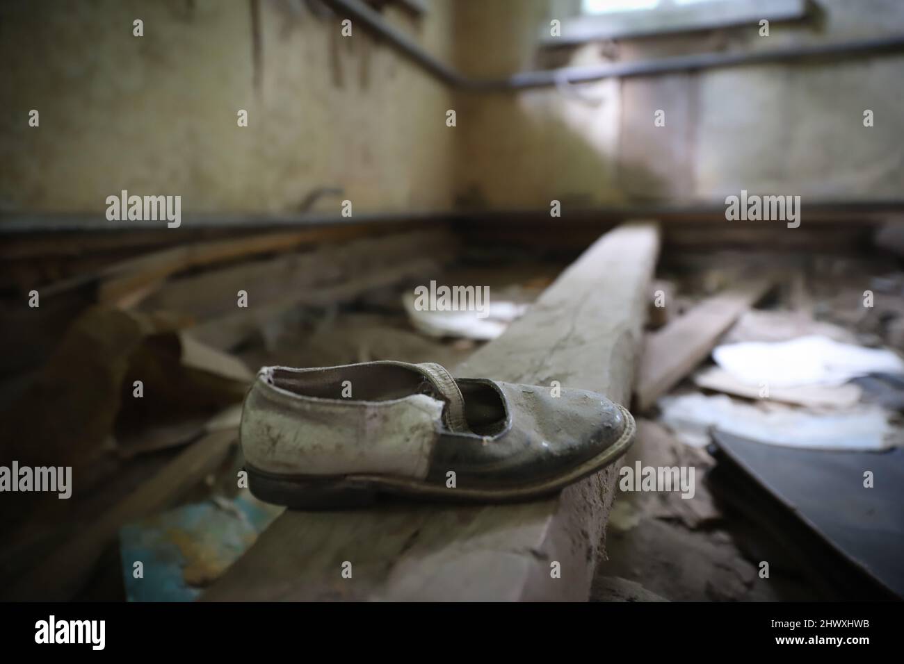 Stale Shoe in Chernobyl Exclusion Zone, Ukraine Stock Photo - Alamy