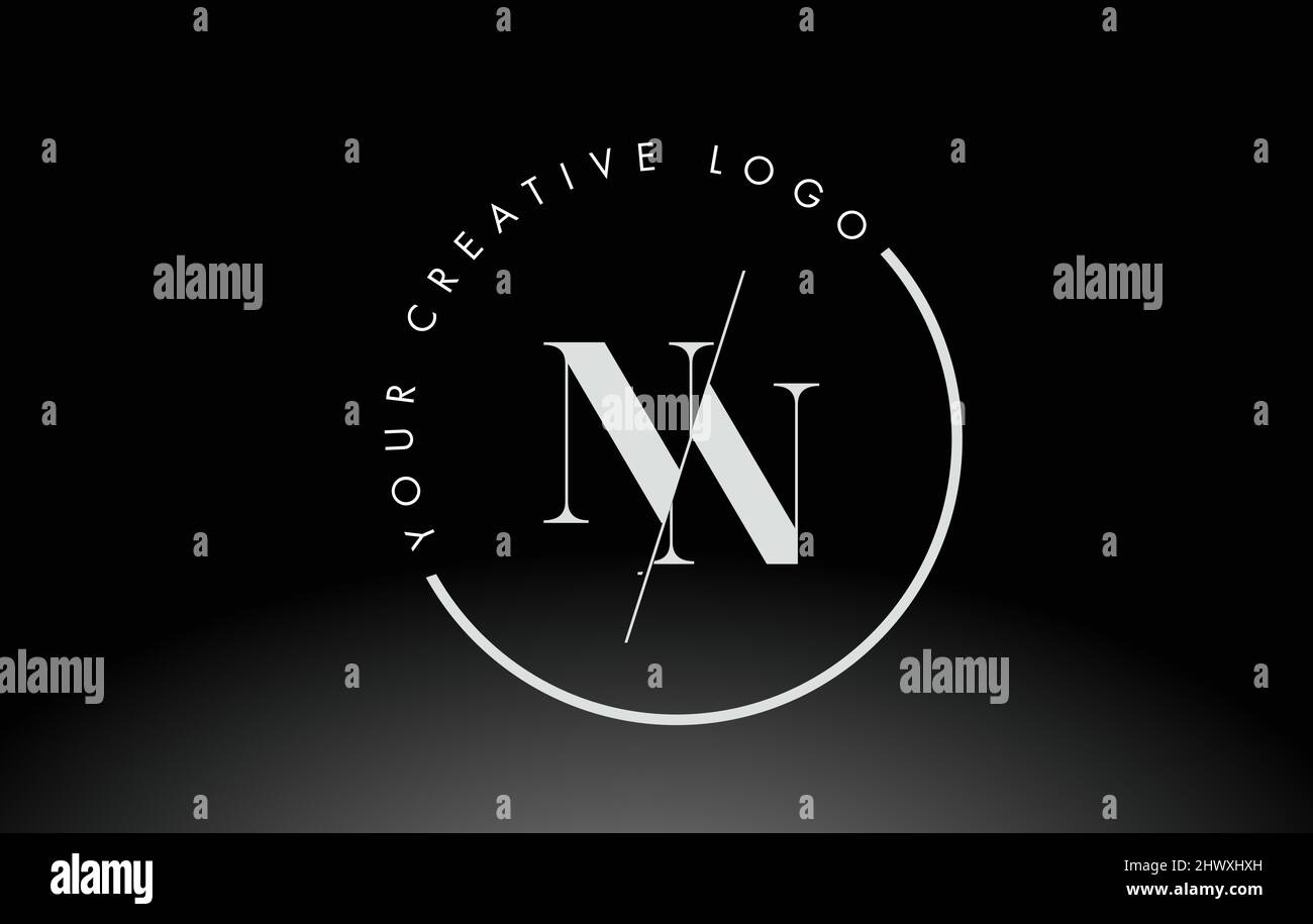 White NN Letter Logo Design with Creative Intersected and Cutted Serif ...