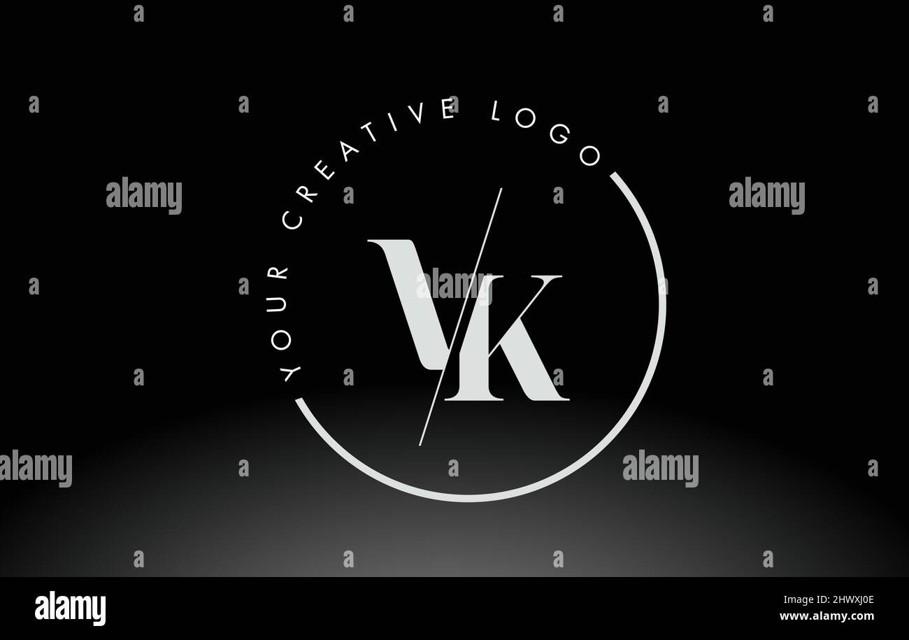 White VK Letter Logo Design with Creative Intersected and Cutted Serif ...