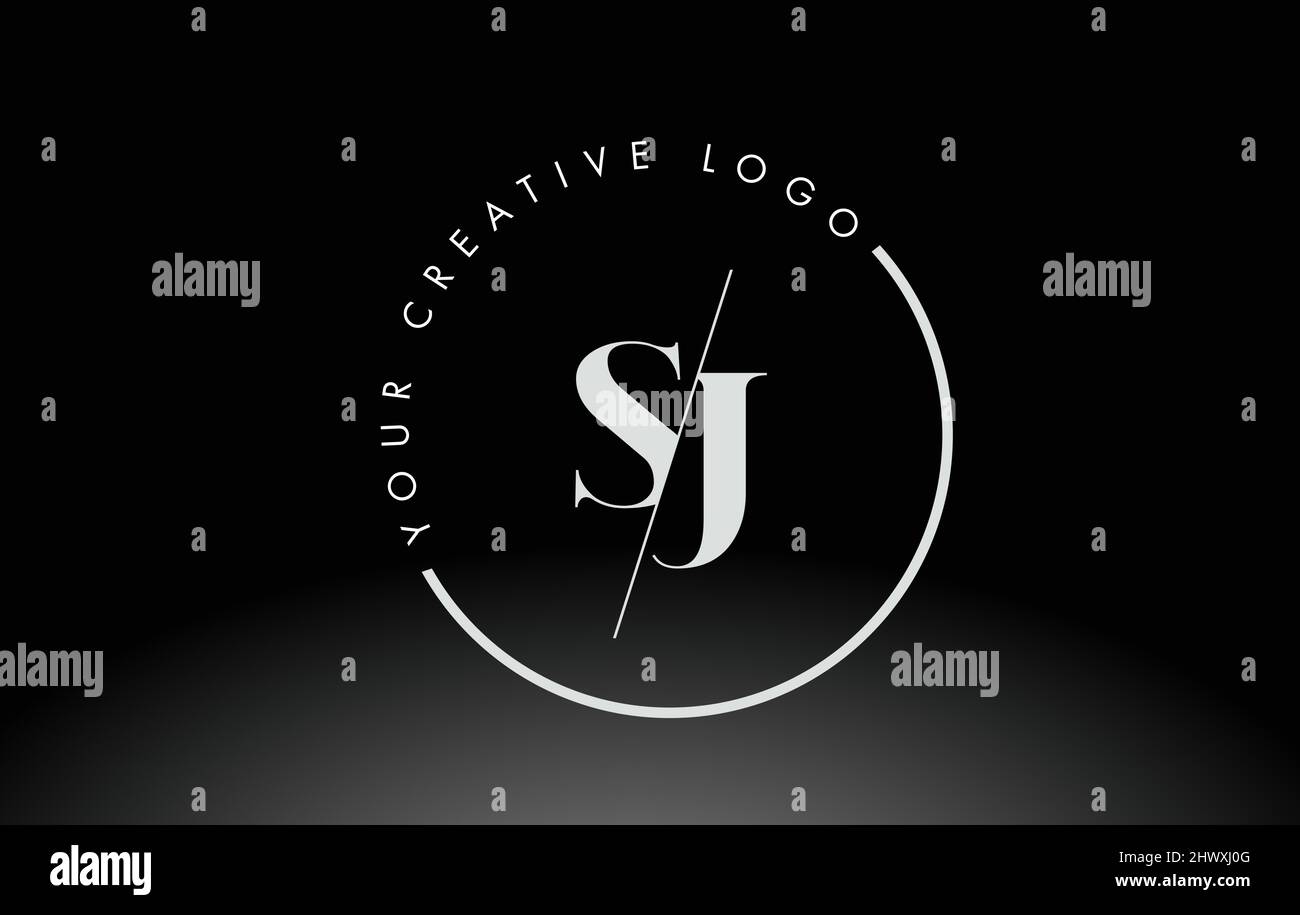 White SJ Letter Logo Design with Creative Intersected and Cutted Serif Font Stock Vector Image ...