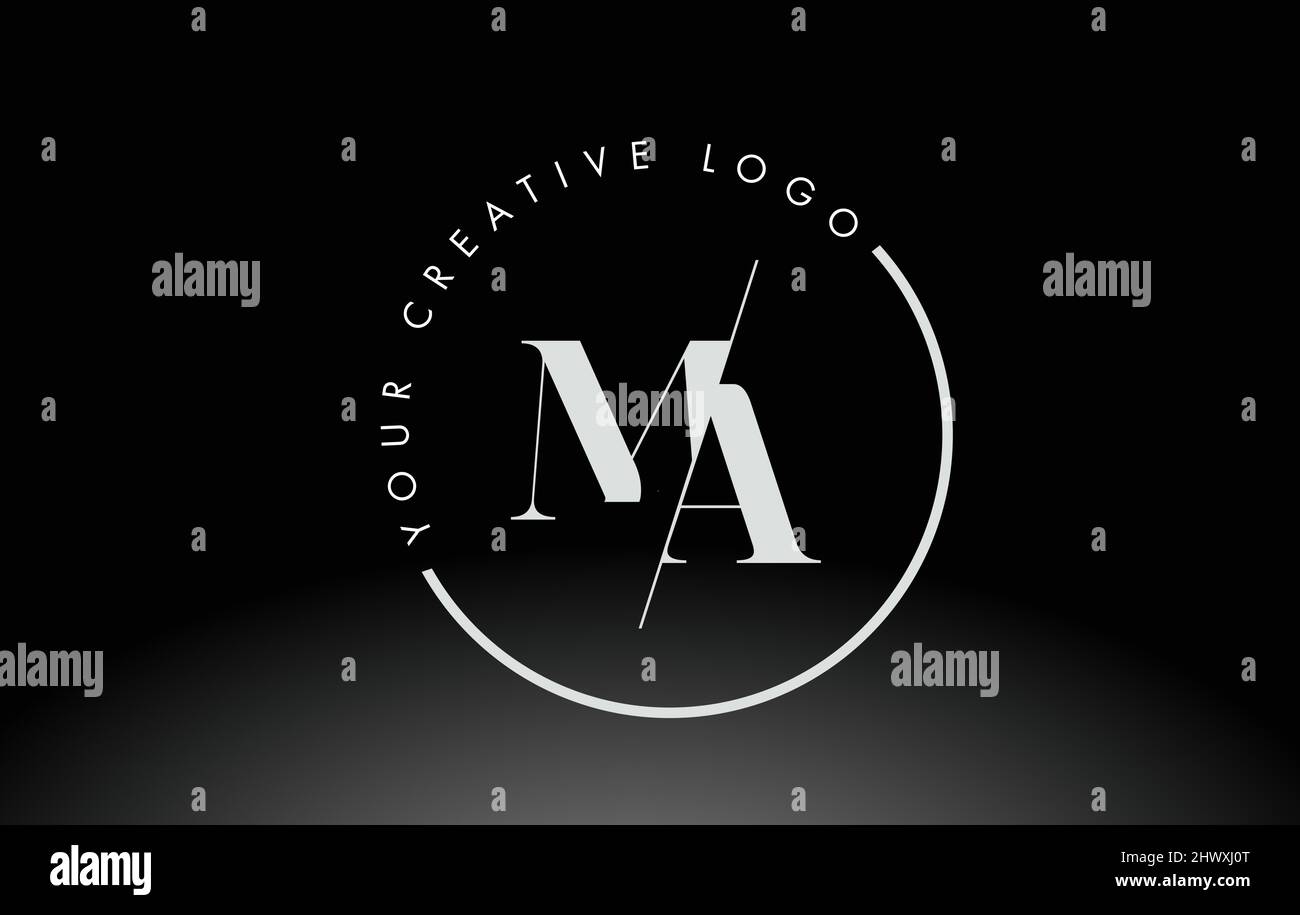 White MA Letter Logo Design with Creative Intersected and Cutted Serif ...