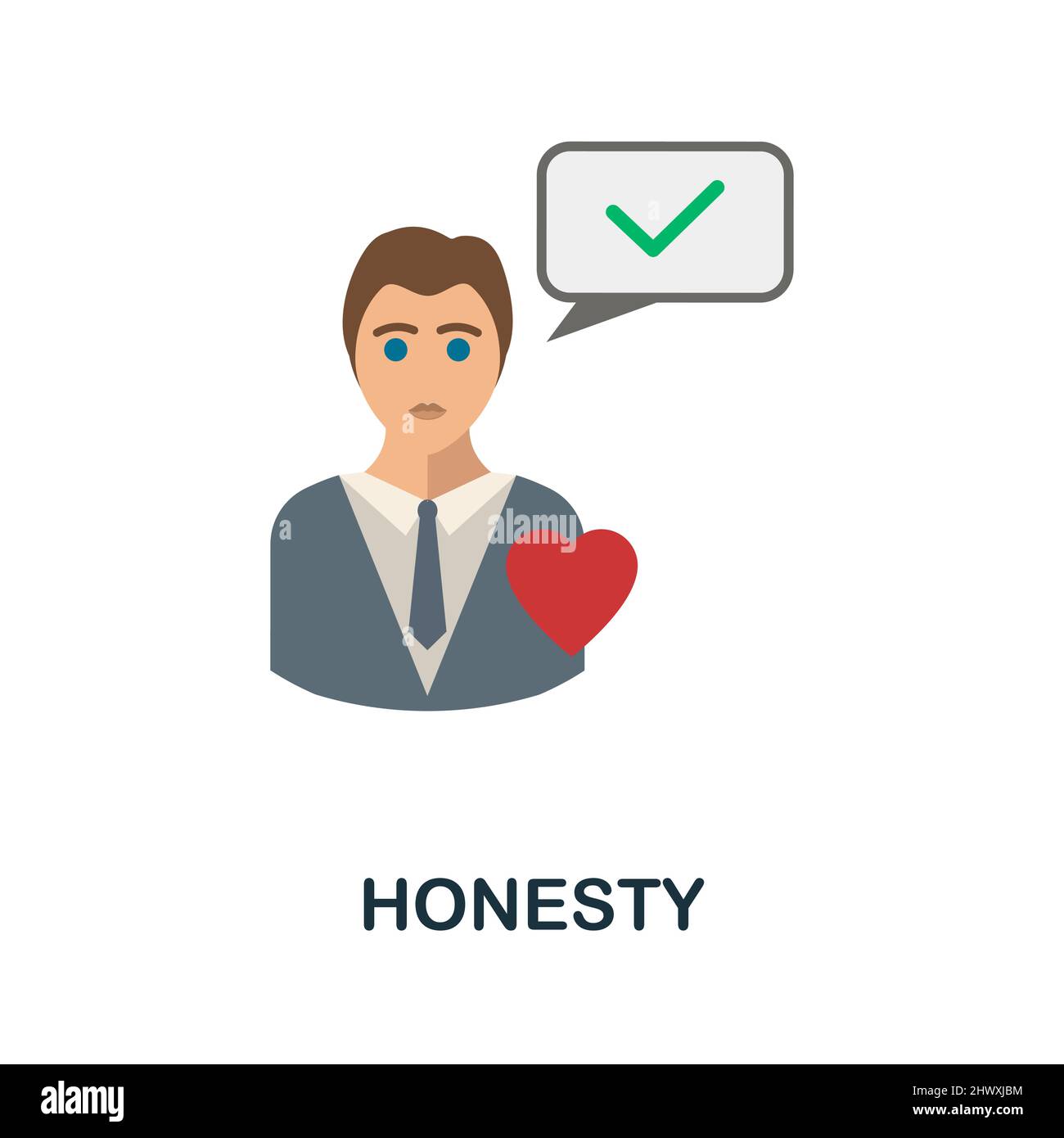 Honesty flat icon. Colored element sign from company value collection ...