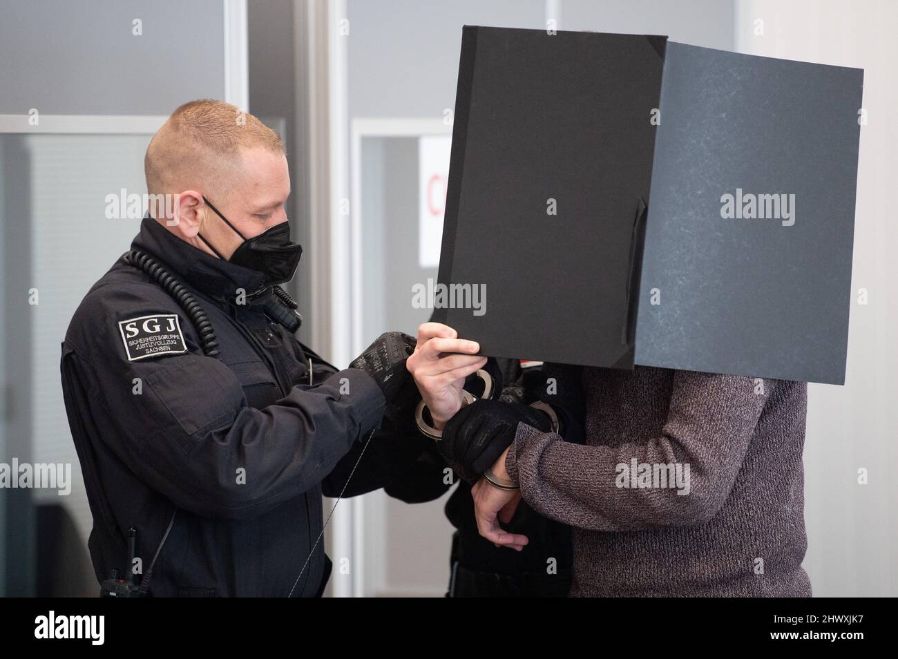 Dresden, Germany. 08th Mar, 2022. A defendant in the trial of the jewel ...