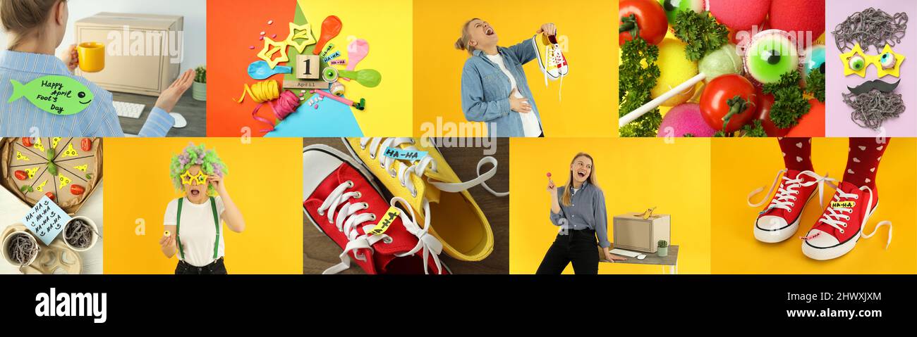 Collage photo happy girl hi-res stock photography and images - Alamy