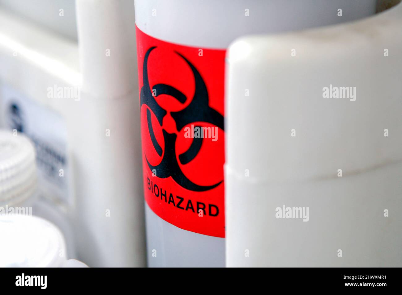 Biohazard warning label Stock Photo - Alamy
