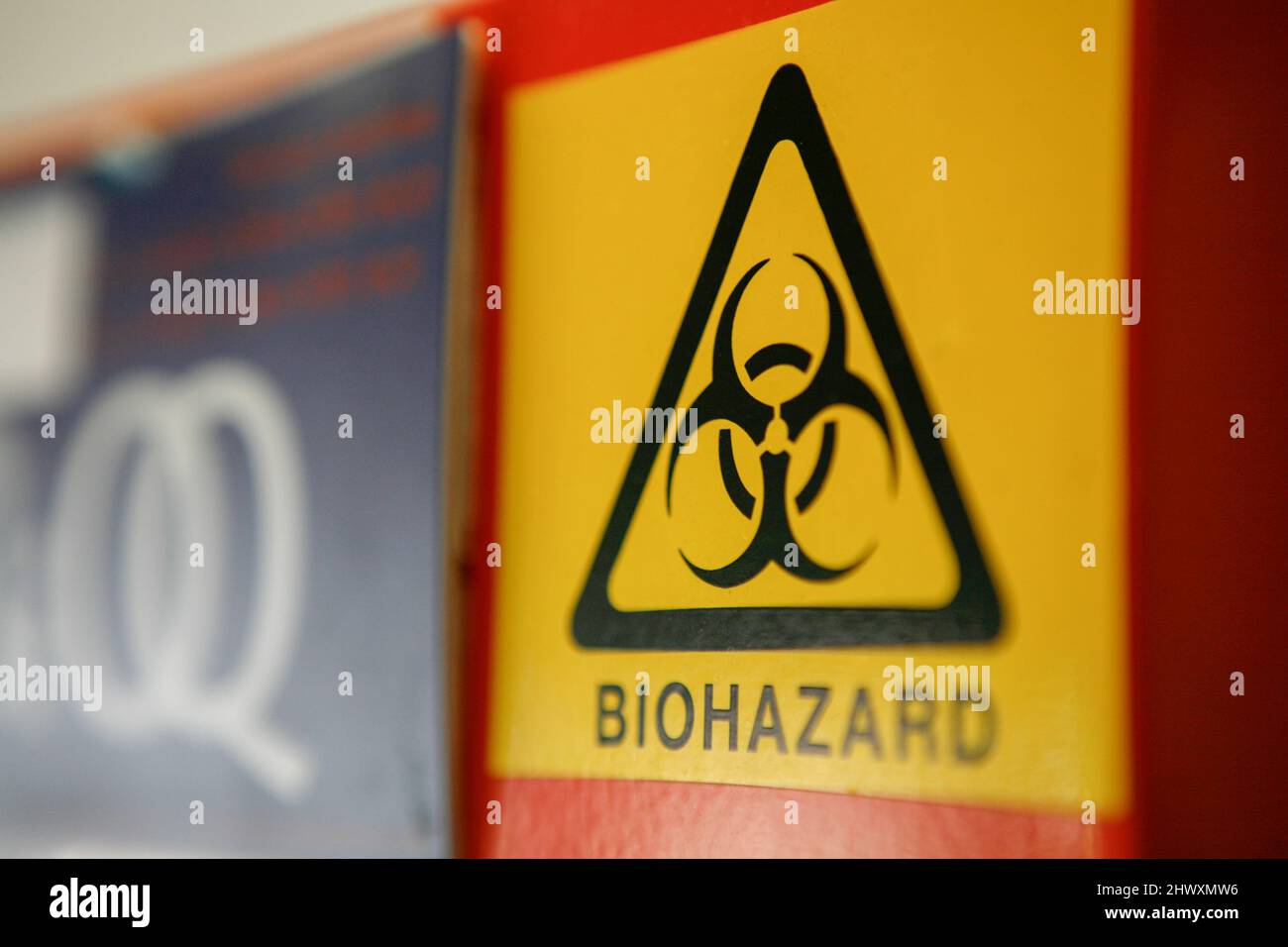 Biohazard warning sign Stock Photo - Alamy