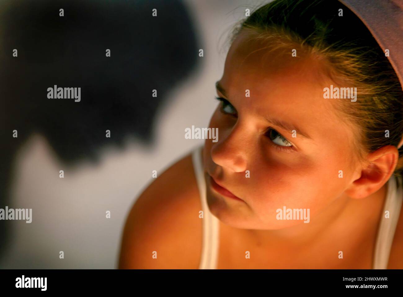 A Young girl Cowering away from her attacker (MODEL RELEASED Stock ...