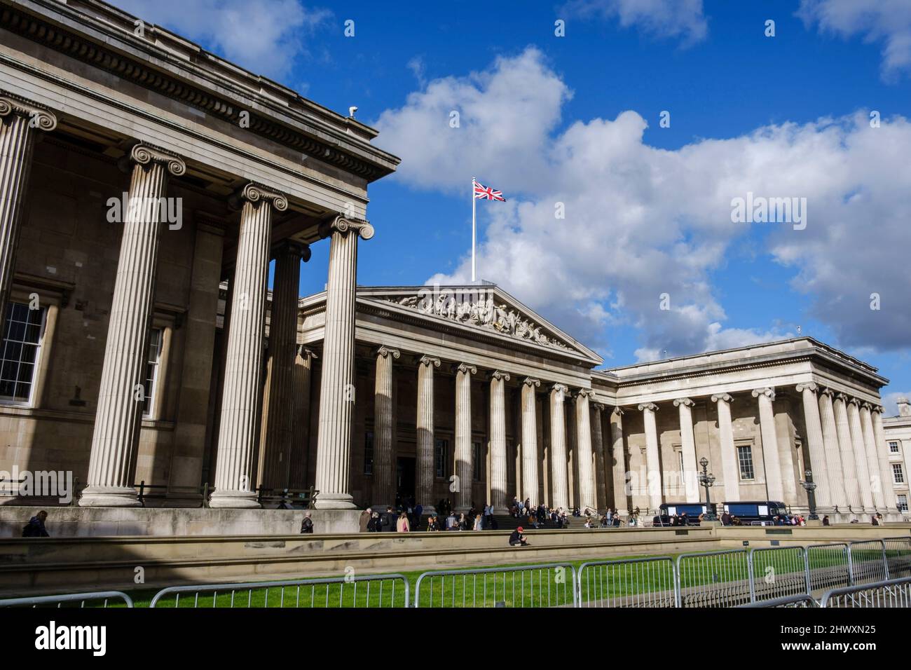 British museum, main entrance and neoclassical building, London ...