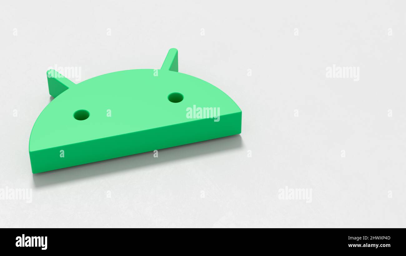 Android Logo on Light Grey Background with Copy space Stock Photo - Alamy